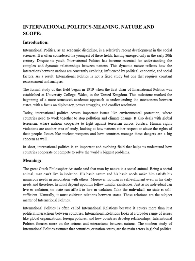 Understanding International Politics | PDF | International Relations ...