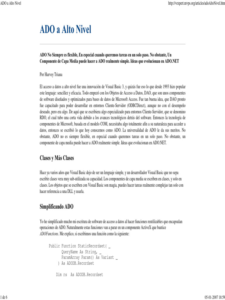 ADO A Alto Nivel | PDF | Active X Data Objects | SQL