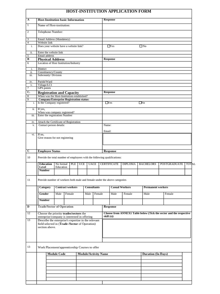 Host-Institution Application Form Guide | PDF | Apprenticeship ...