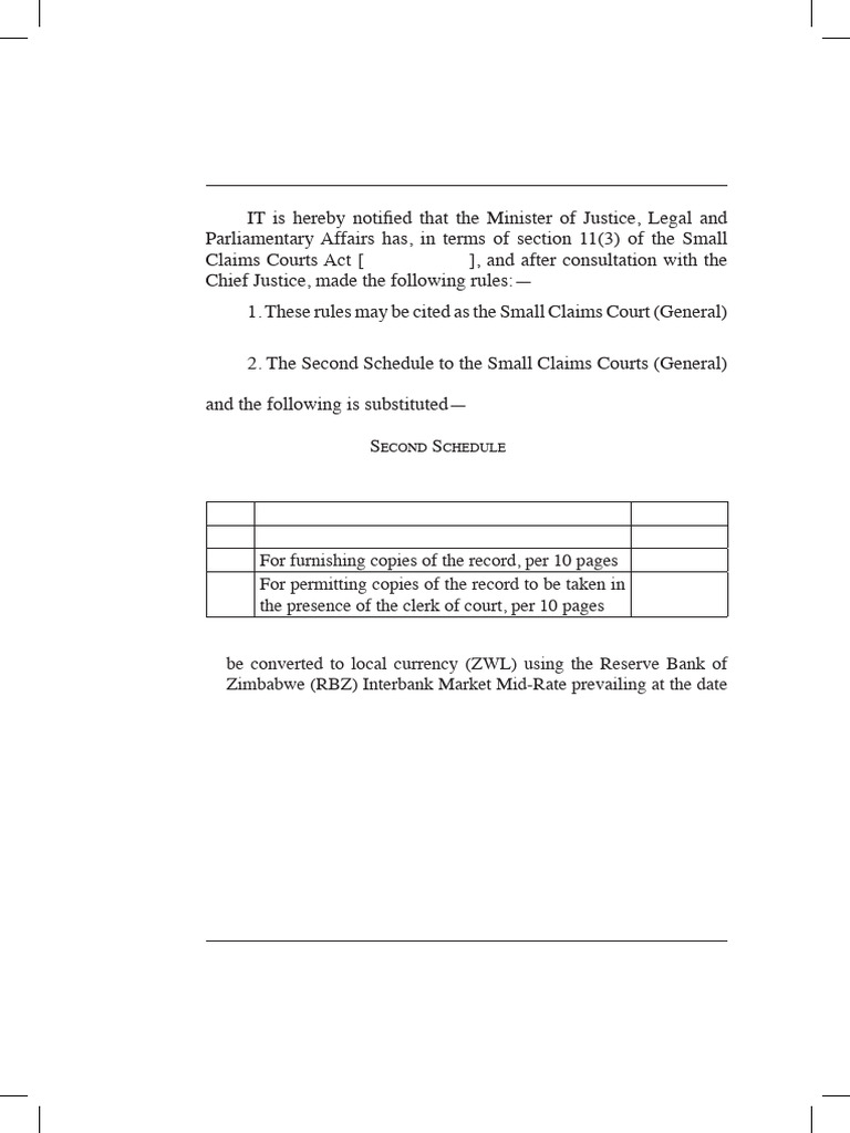 Small Claims Court Rules Amendment 2023 | PDF