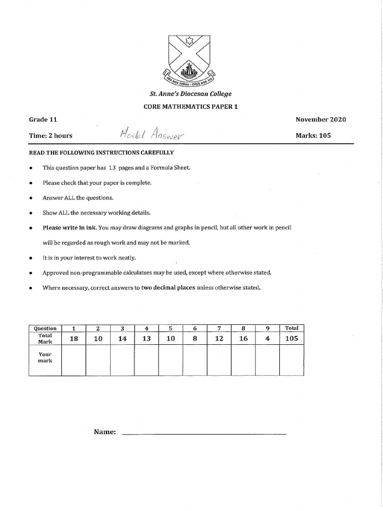 2020 G11 Nov Paper 1 Exam MEMO - 241022 - 200445 | PDF