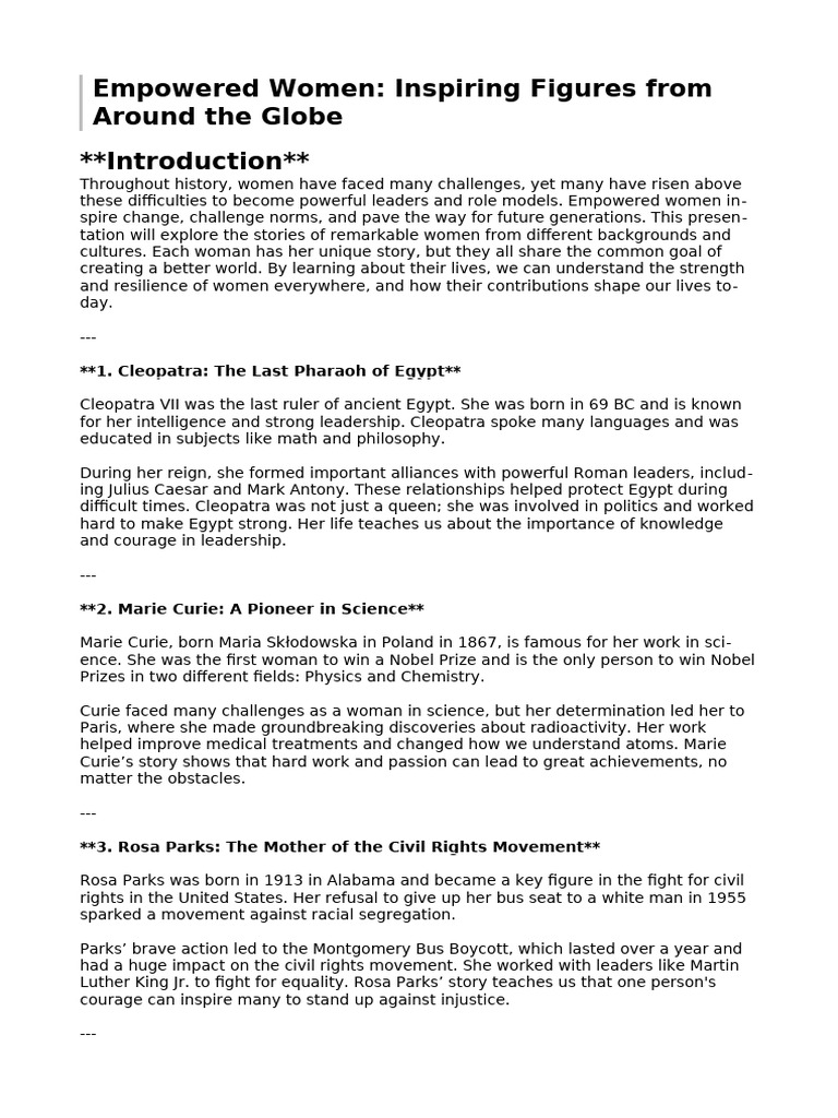 Empowered Women Inspiring Figures from Around the Globe | PDF | Malala ...