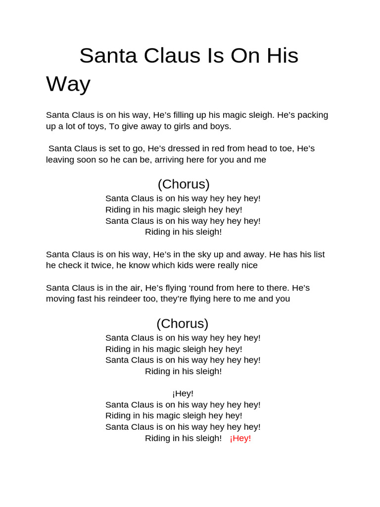 Santa Claus Is On His Way Lyrics | PDF