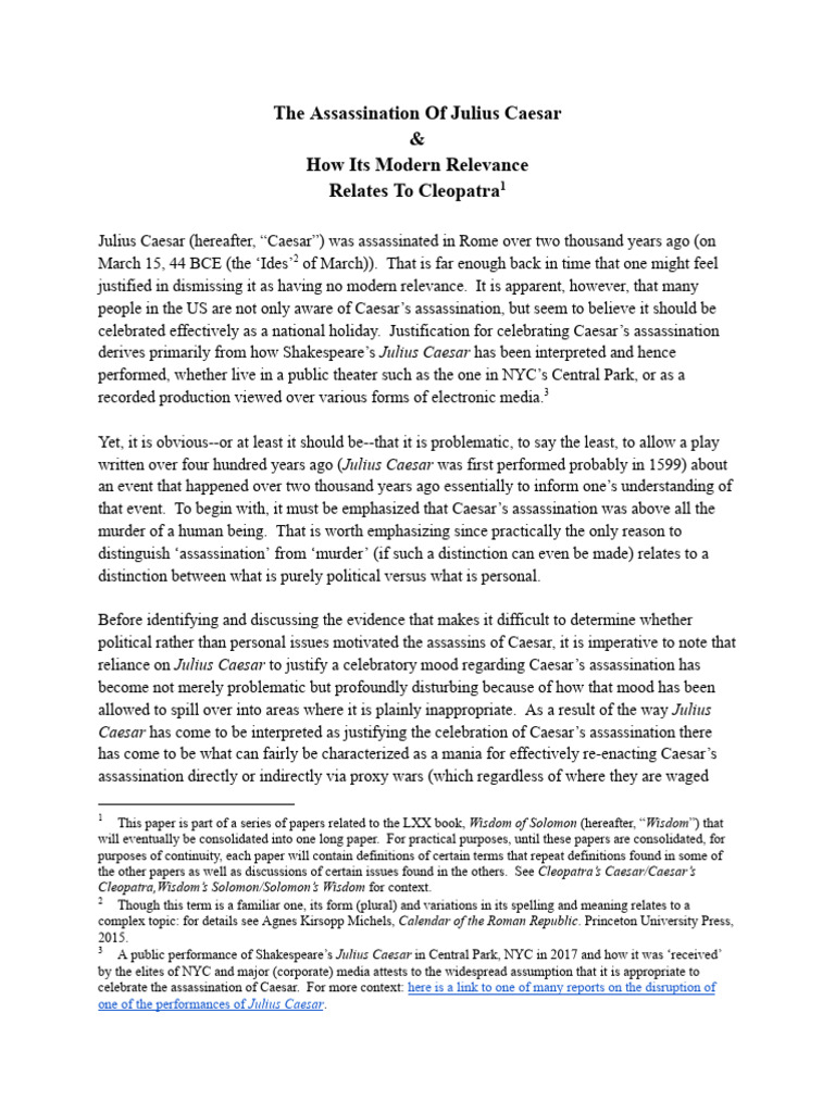 Caesar's Assassination: Modern Links | PDF | Cleopatra | Julius Caesar