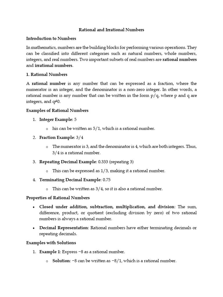 Rational and Irrational Numbers | PDF | Numbers | Rational Number