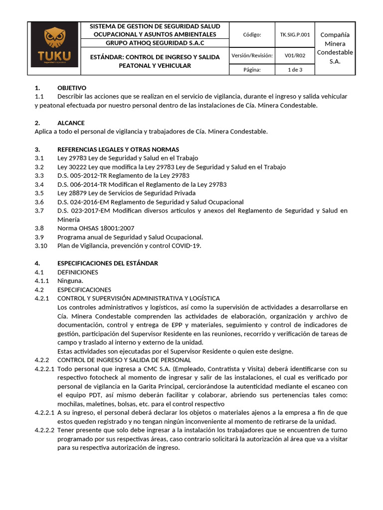 Control de Salida Peatonal y Vehicular | PDF