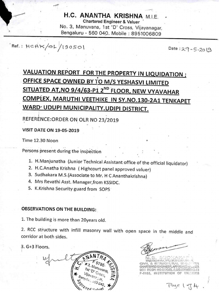 Valuation Report Alongwith Inventory | PDF