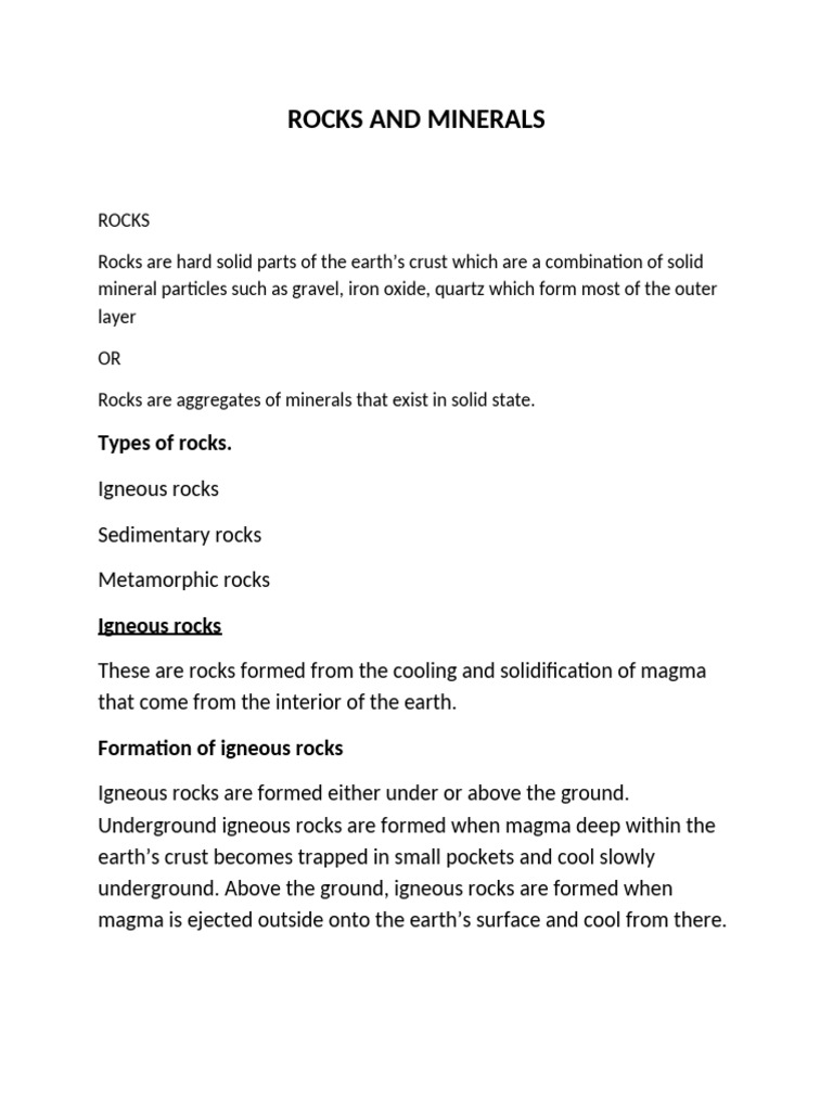 Rocks and Minerals | PDF | Rock (Geology) | Sedimentary Rock