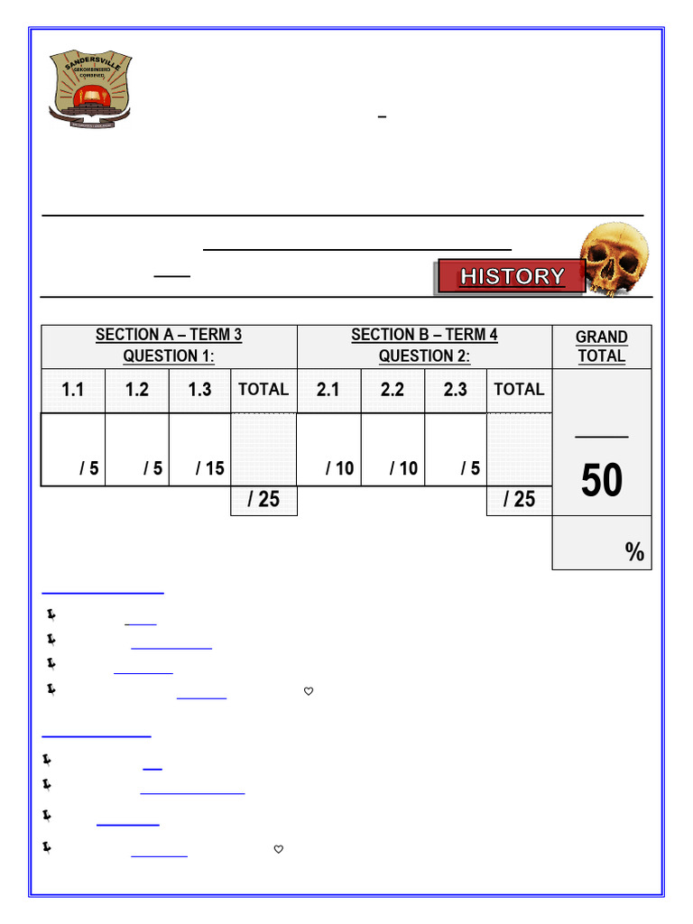 GR.7 SS FINAL EXAM Term 4 - Hist 2024 Eng | PDF