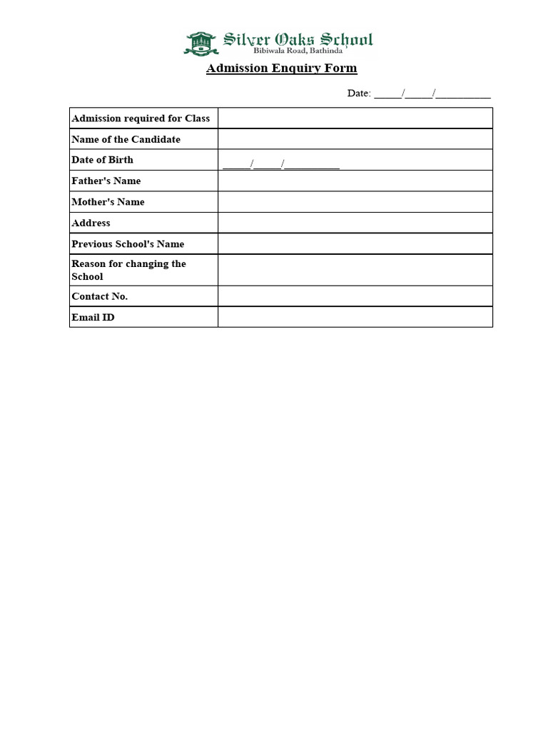 Admission Query Form 2024 | PDF