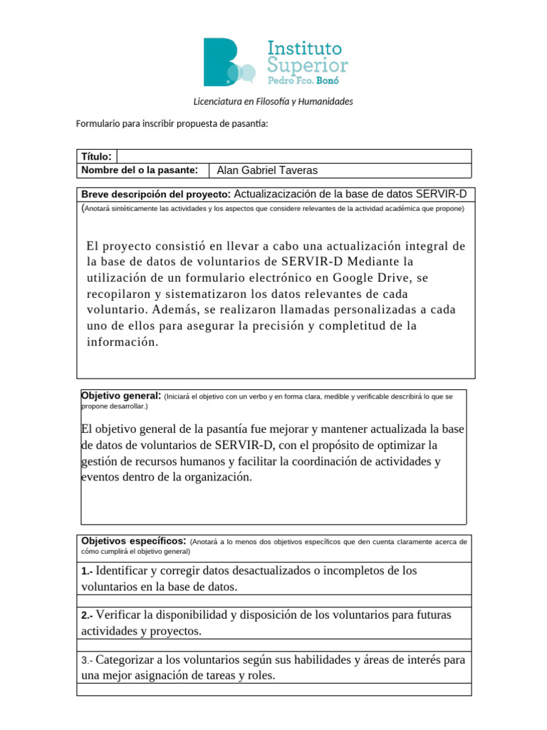 Formulario-5-Proyecto-Pasantia Alan | PDF | Bases de datos | Gestión de recursos humanos