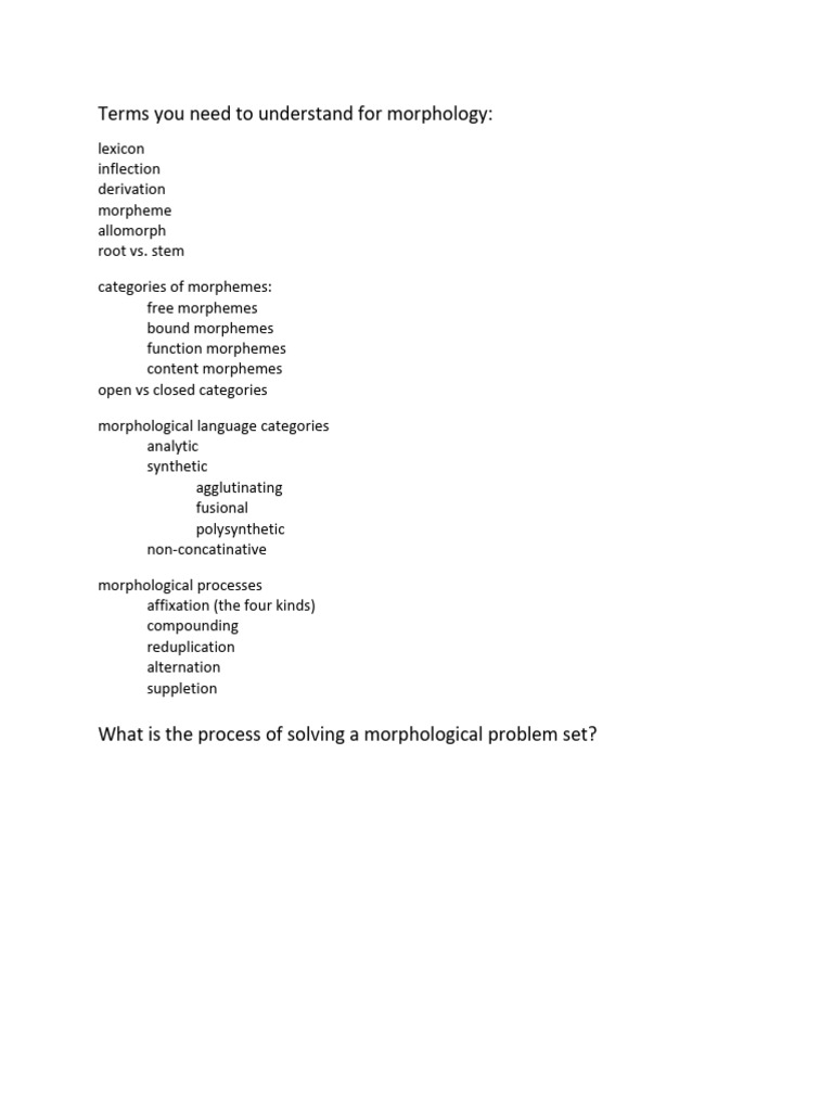Terms You Need To Know For Morphology | PDF | Science & Mathematics