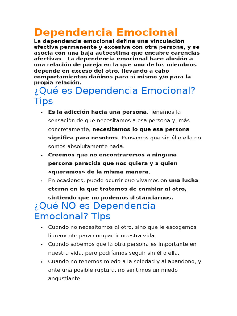 Dependencia Emocional | PDF | Las emociones | Temor