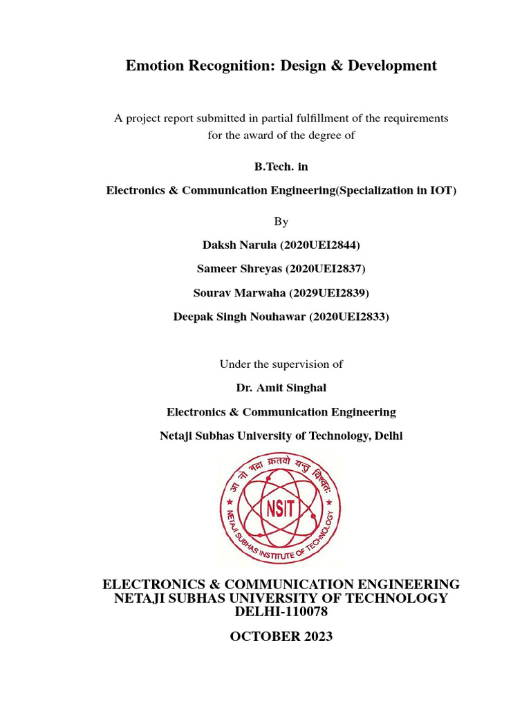 Bachelor S Thesis Project BTP Template For NSUT NSIT | PDF | Computational Neuroscience | Algorithms