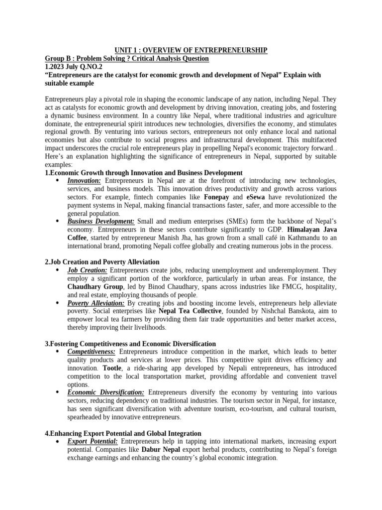 Entrepreneurship Note | PDF | Entrepreneurship | Small Business ...