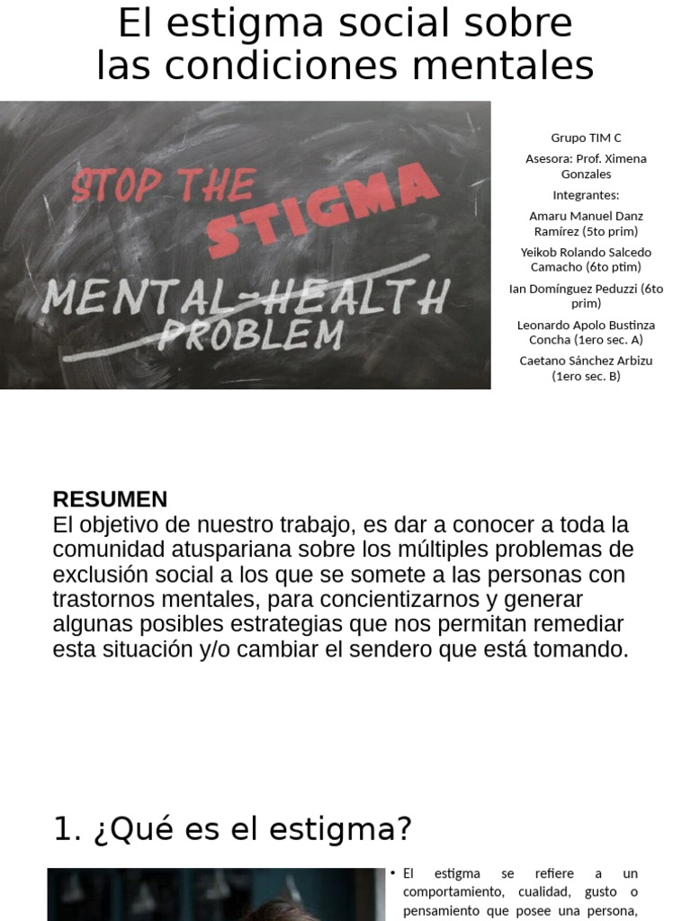 El Estigma Social Sobre Las Condiciones Mentales | PDF | Desorden ...