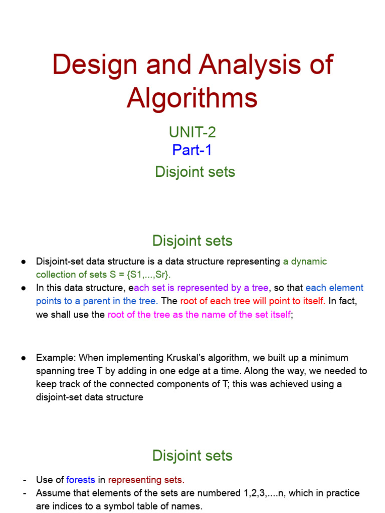 Disjoint Sets and Their Operations | PDF | Mathematical Relations ...