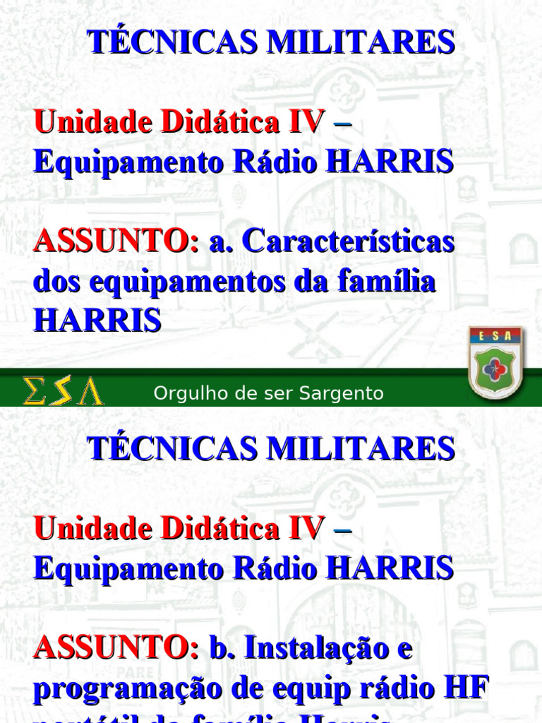 TEc MIL 4. Equipamento Rádio HARRIS Falcon II | PDF | Modulação ...