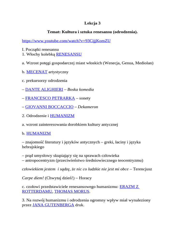 Kultura I Sztuka Renesansu. | PDF