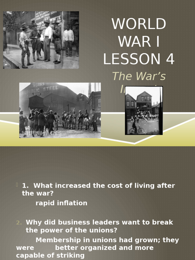 WWI - Lesson 4 Packet | PDF | Cost Of Living | The United States