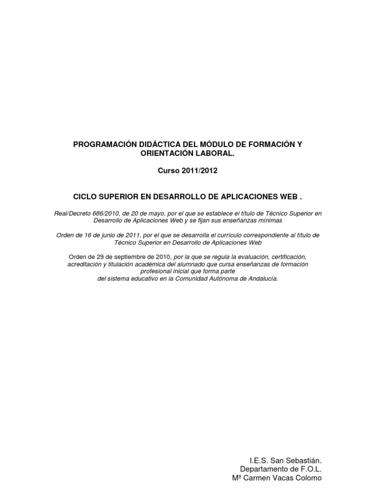 Programación Fol 1º Daw | PDF | Relaciones laborales | Derecho laboral