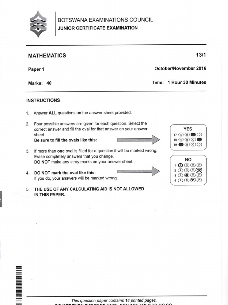 Mathematics PP1 - 2016 | PDF