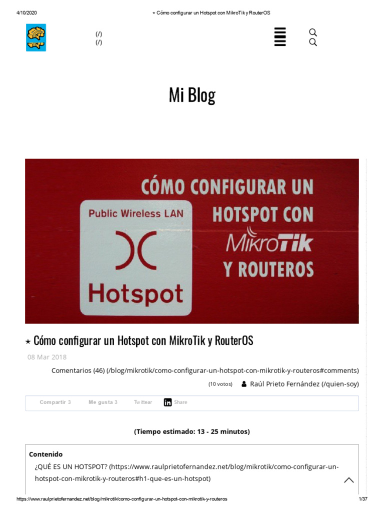 Cómo Configurar Un Hotspot Con MikroTik y RouterOS | PDF | Dirección IP | Enrutador (Computación)