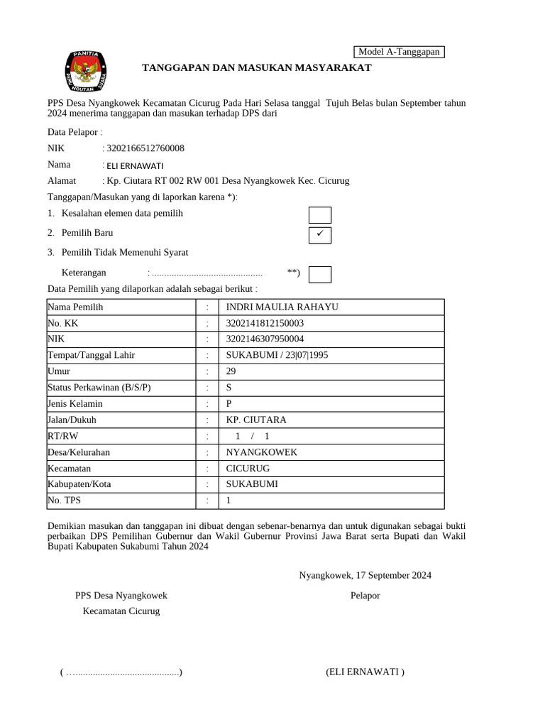 Model A Tanggapan Indri | PDF