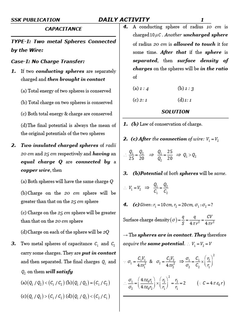 CAPACITOR (PART-1) CRACK The NUMERICALS SERIES | PDF | Capacitor | Capacitance