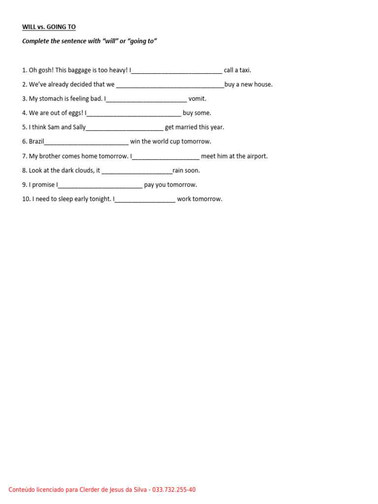 Will Vs Going To | PDF