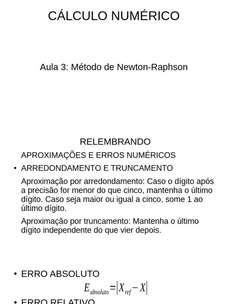 Numérico Aula3 | PDF | Pi | Matemática aplicada