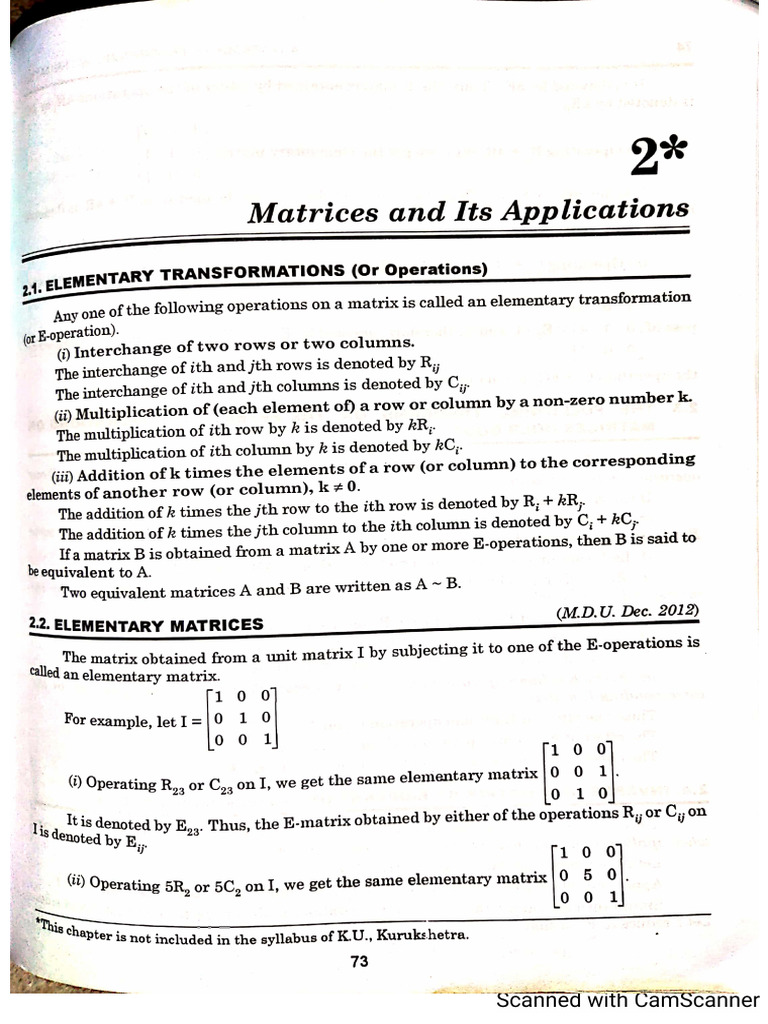 Unit 3, Matrices | PDF