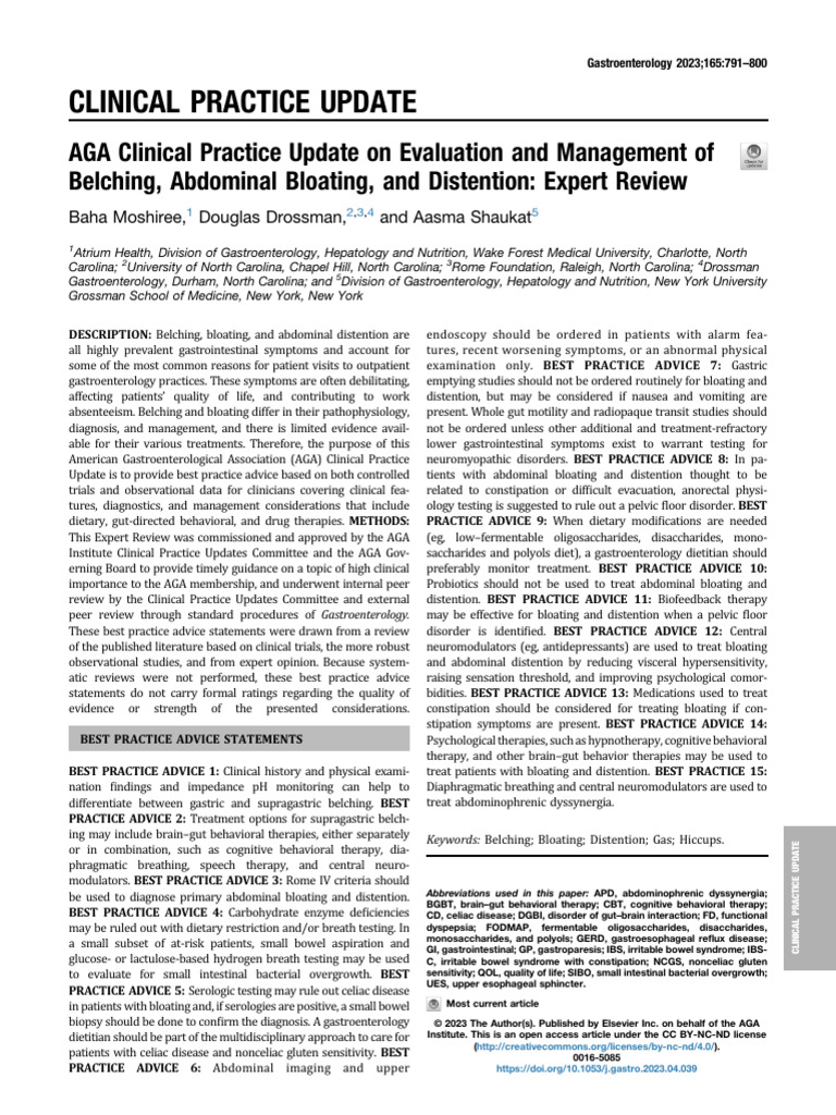 AGA Clinical Practice Update On Evaluation and Management of Belching ...