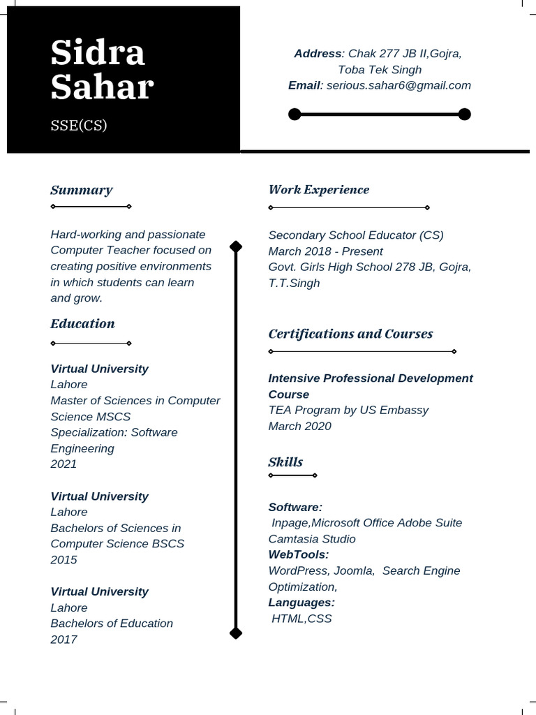 Sidra Sahar CV | PDF