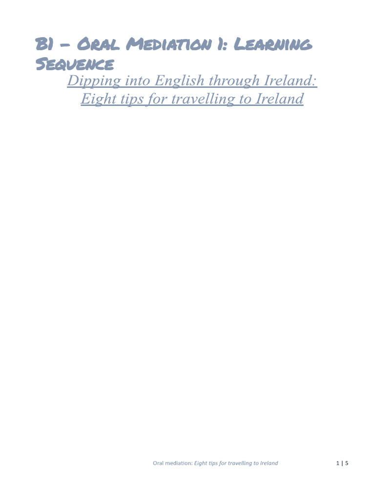 Tips To Travel Ireland. Learning Sequence | PDF