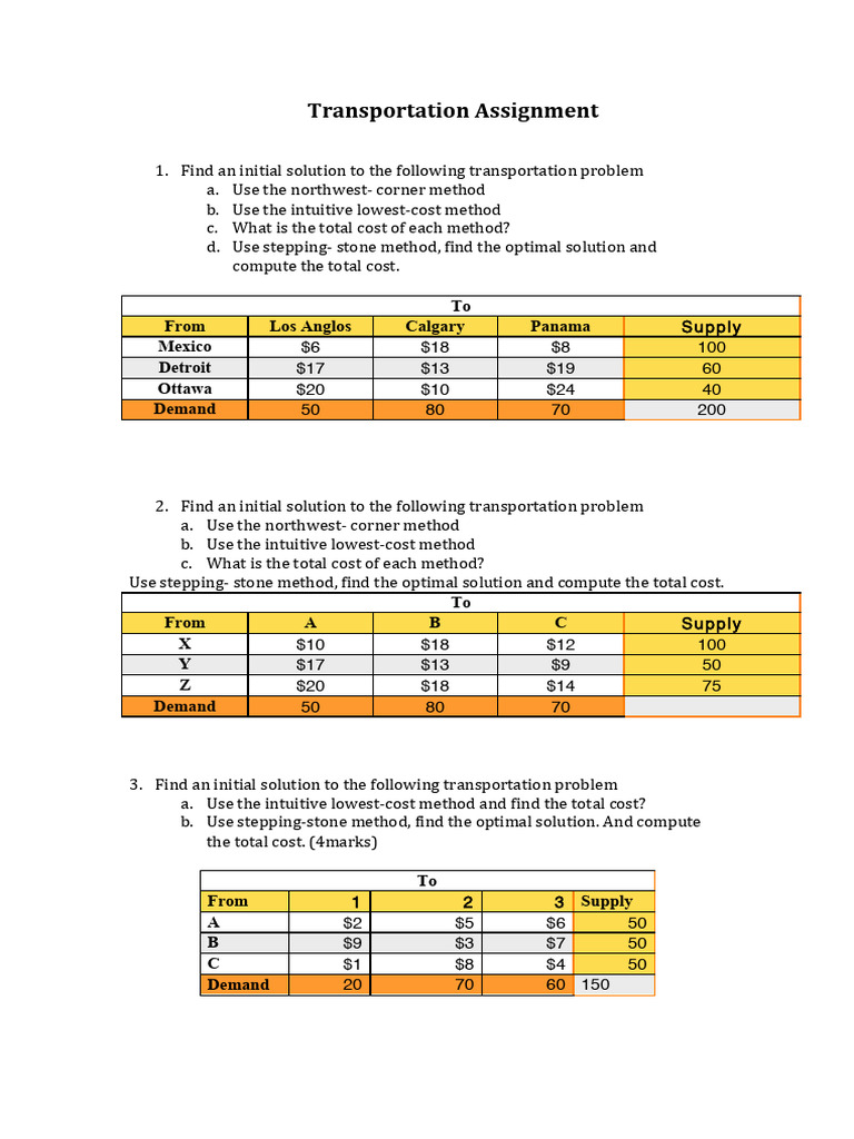 Transportation Assignment | PDF