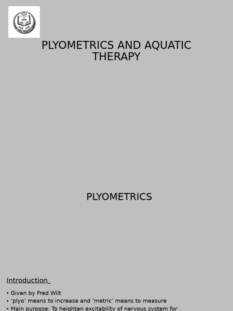 Plyometrics and Aquatic Therapy | PDF | Physical Exercise | Physical Fitness