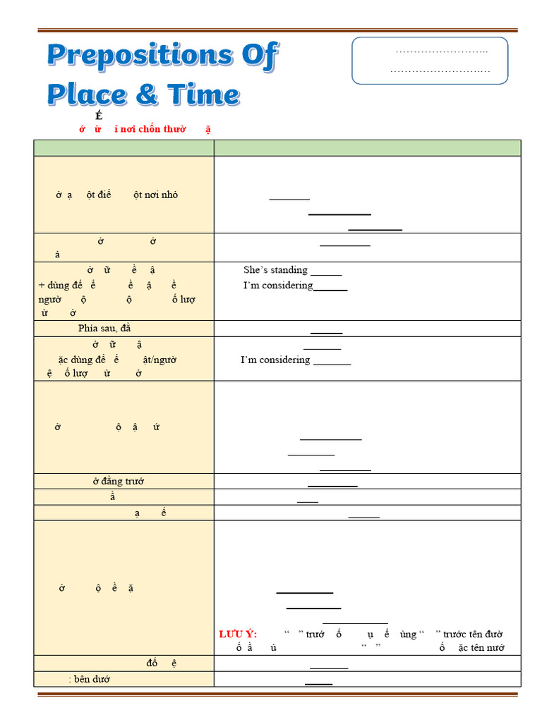 TEENS 6A Preposition of Places and Time | PDF