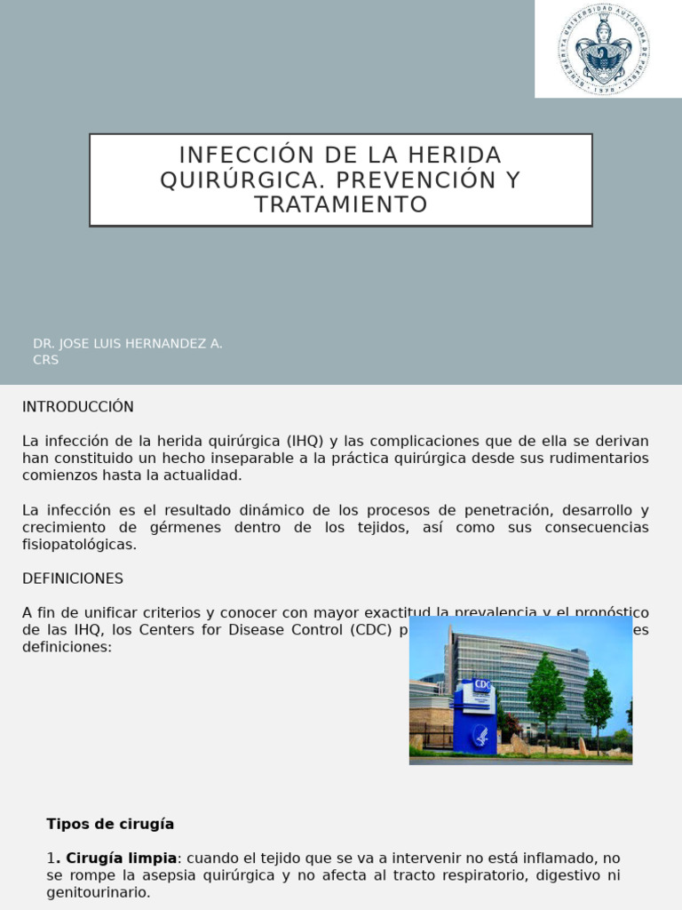 Infección de La Herida Quirúrgica | PDF | Cirugía | Staphylococcus Aureus