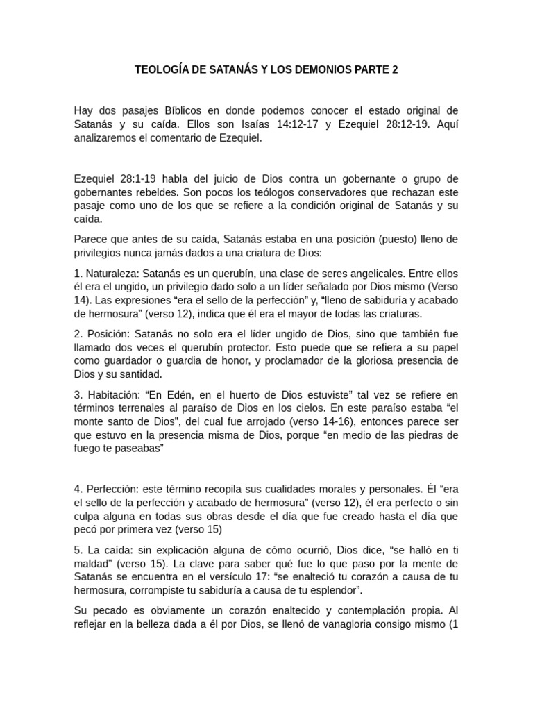 Teología de Satanás y Los Demonios Parte 2 | PDF | Satán | Pecado
