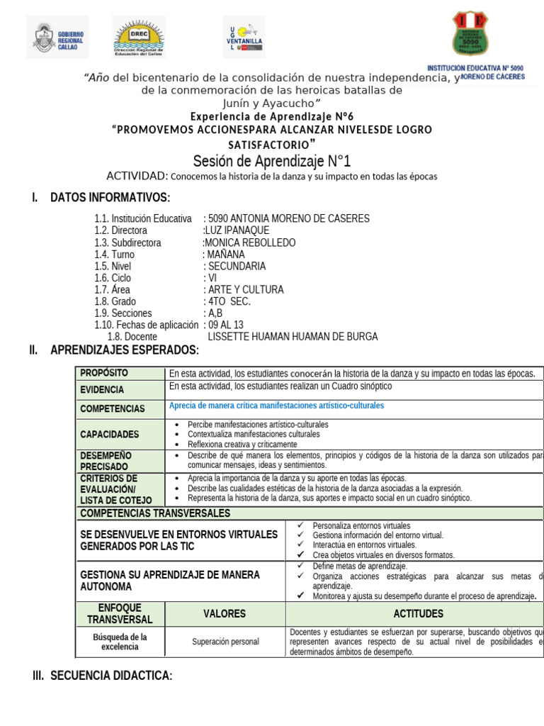 4° Ses Act 01-Del 9 Setiembre | PDF | Aprendizaje | Evaluación