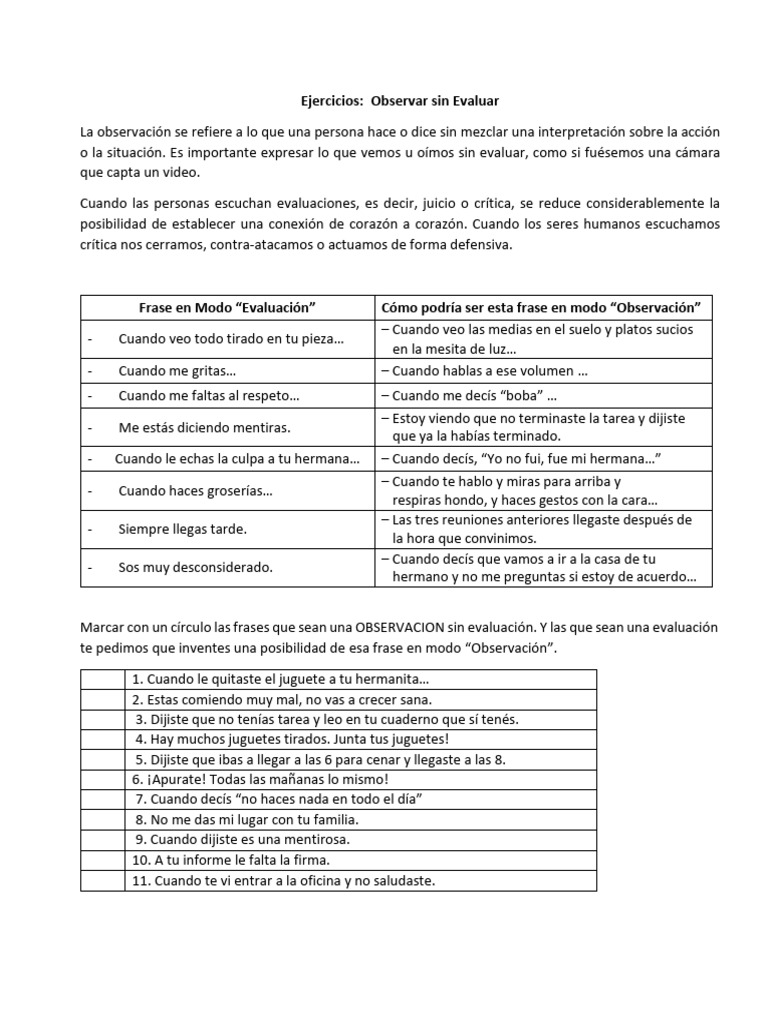Observar Sin Evaluar Ejercicios | PDF