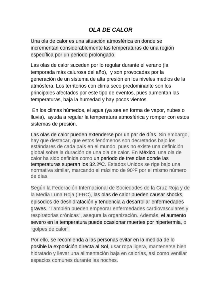 Ola de Calor | PDF