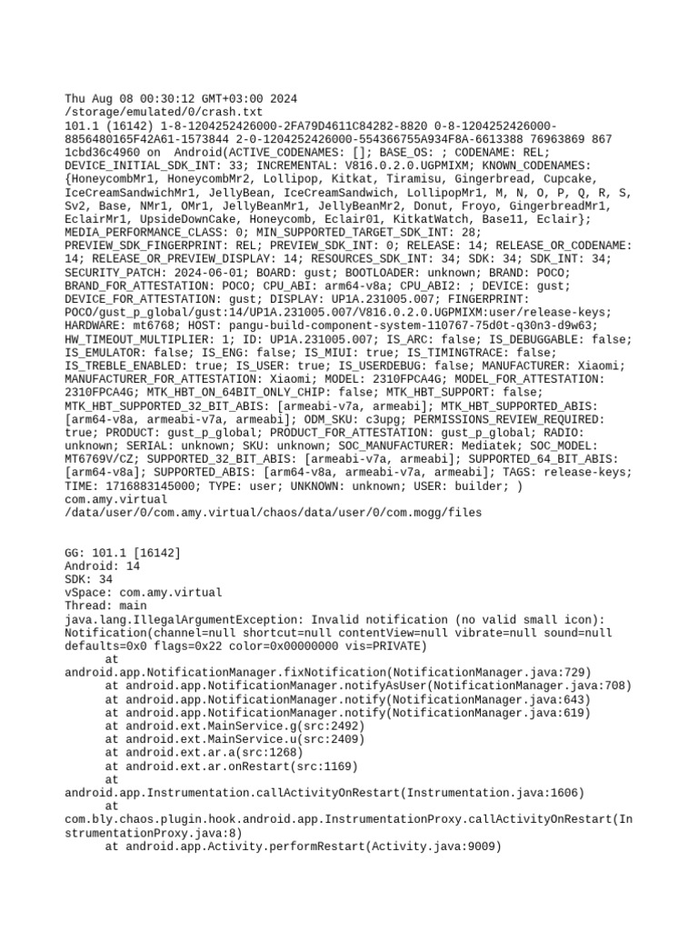 Crash | PDF | Java (Programming Language) | Android (Operating System) Crash | PDF | Java (Programming Language) | Android (Operating System)
