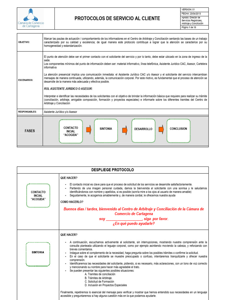 Protocolos de Servicio Al Cliente | PDF