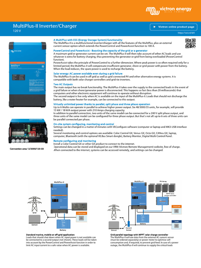 Datasheet MultiPlus II 120V en | PDF | Electrical Grid | Battery Charger