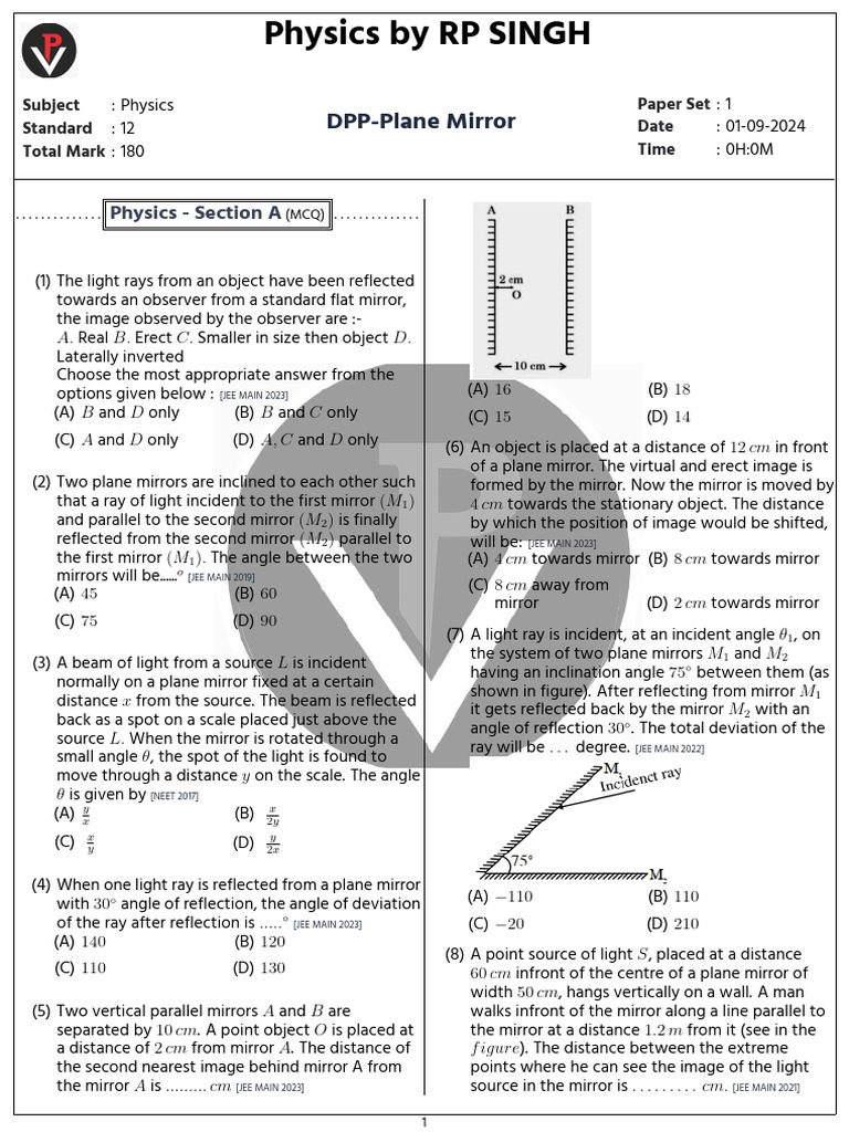DPP-Plane Mirror 1725172749 | PDF | Mirror | Angle