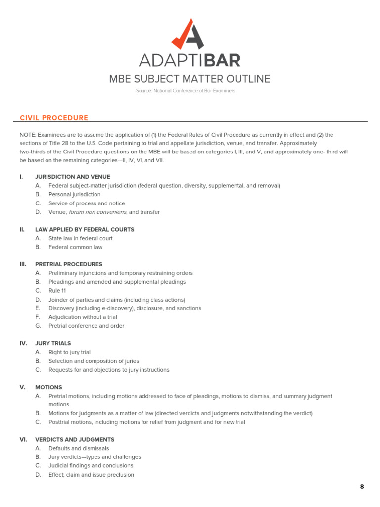 Mbe Subject Outline | PDF | Mortgage Law | Tort