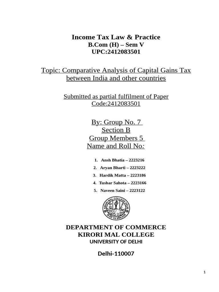 Income Tax Report | PDF | Capital Gains Tax | Taxes