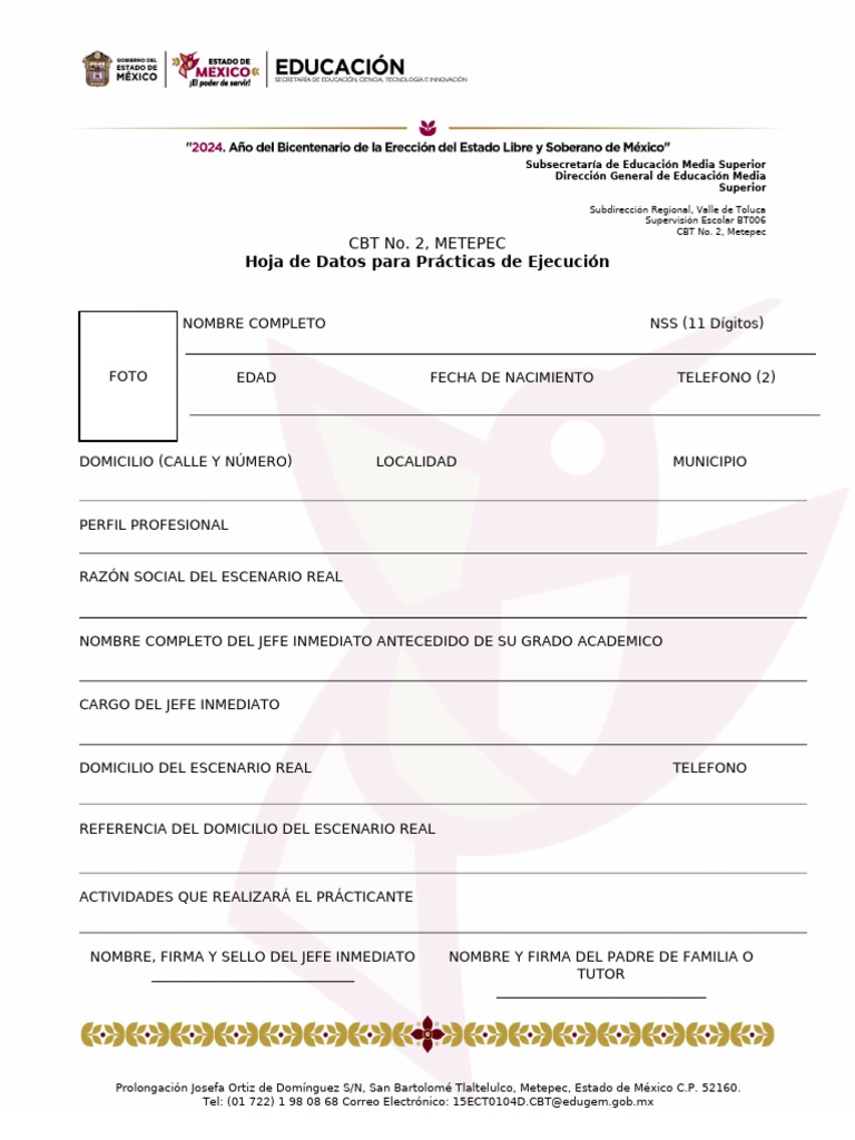 Hoja de Datos para Practicas de Ejecucion | PDF